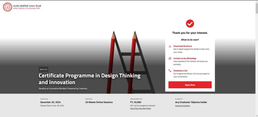 IIT Delhi Certificate Programme in Design Thinking and Innovation